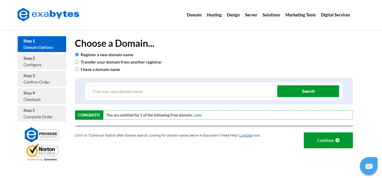 Exabytes-choose-a-domain - LearnWoo