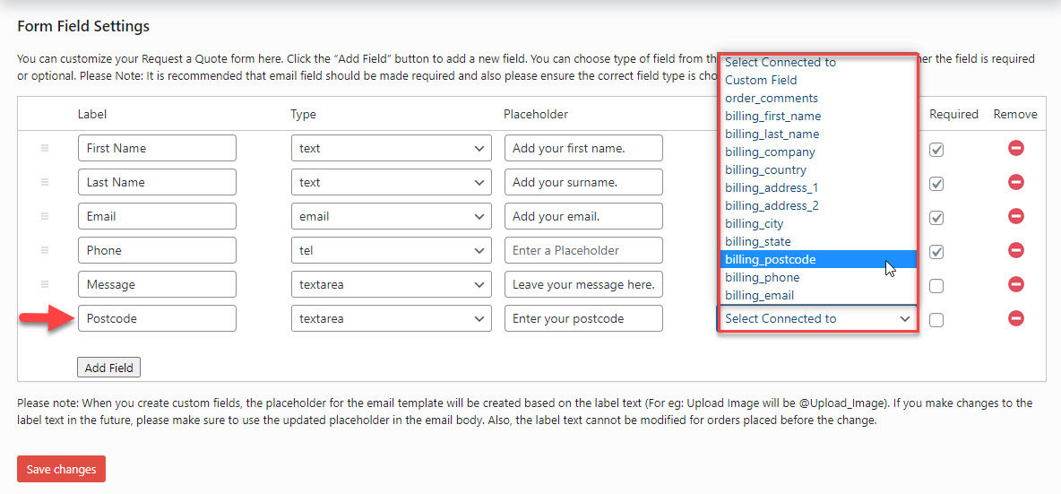 Adding post code - LearnWoo