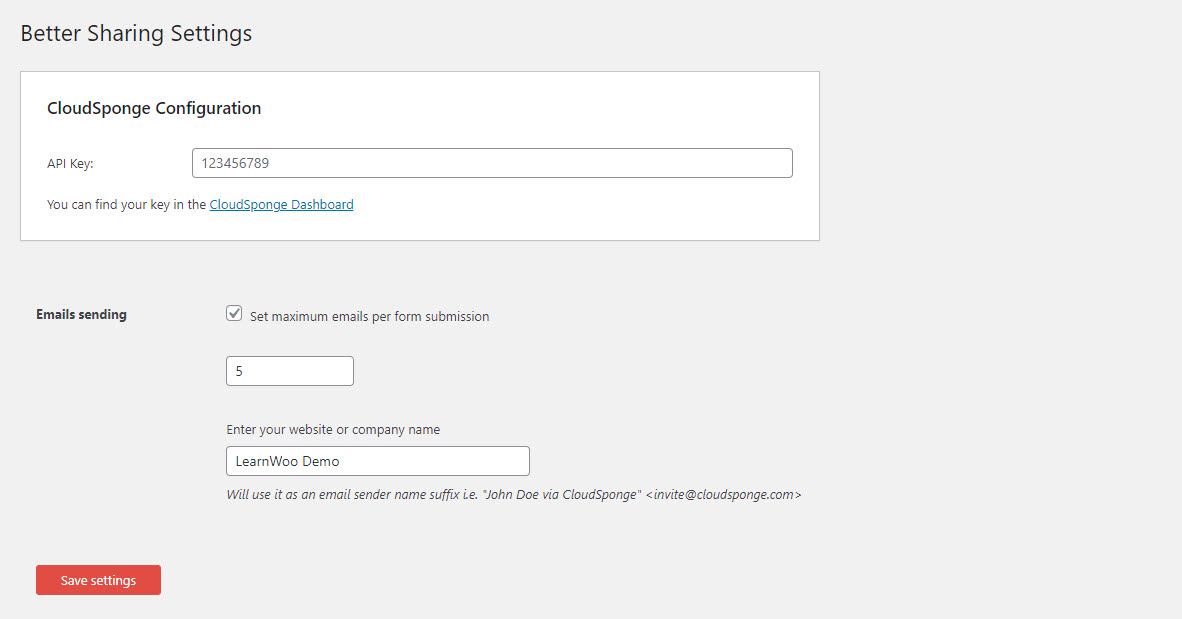 Better Sharing General Settings - LearnWoo