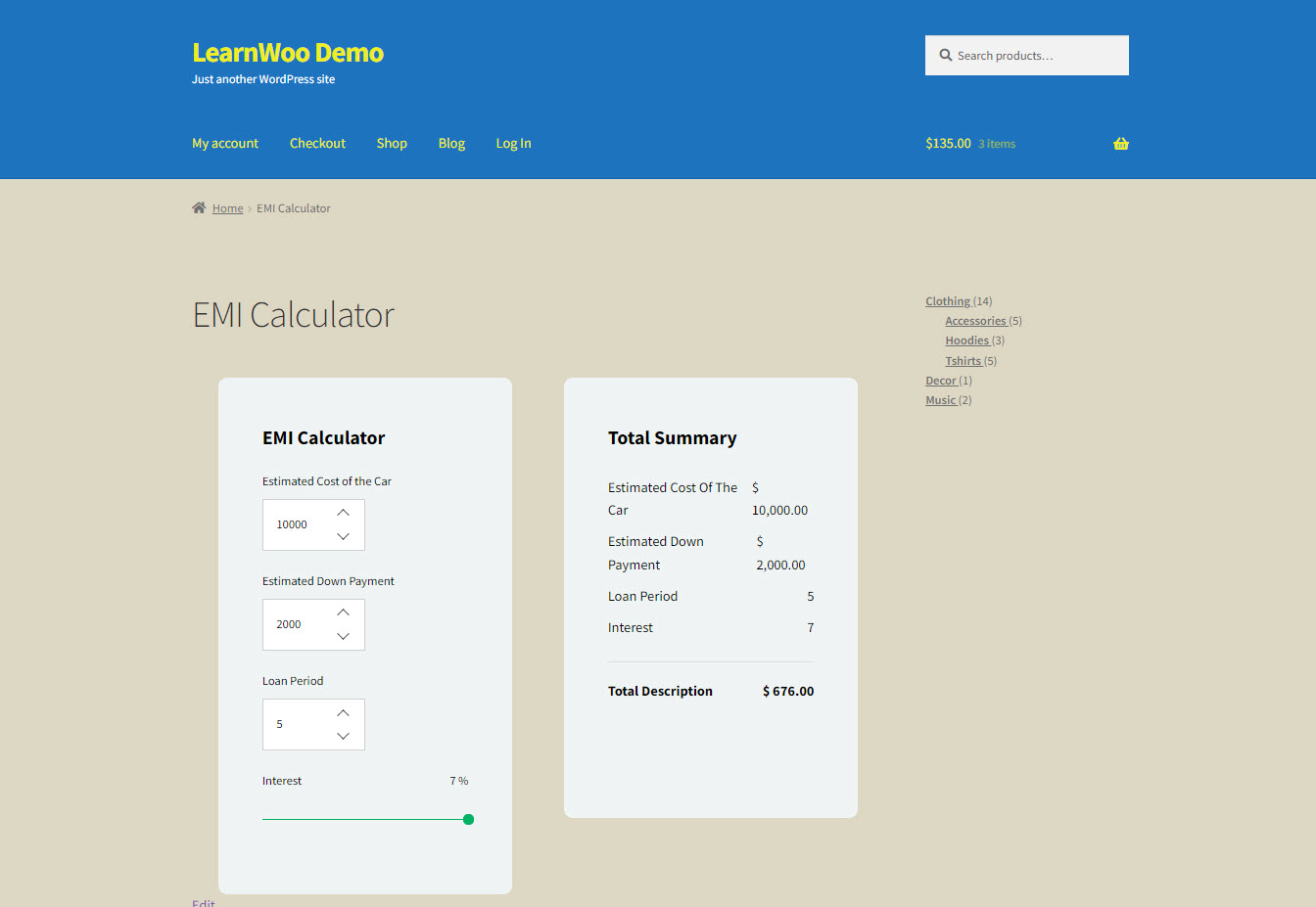 EMI Calculator Frontend - LearnWoo